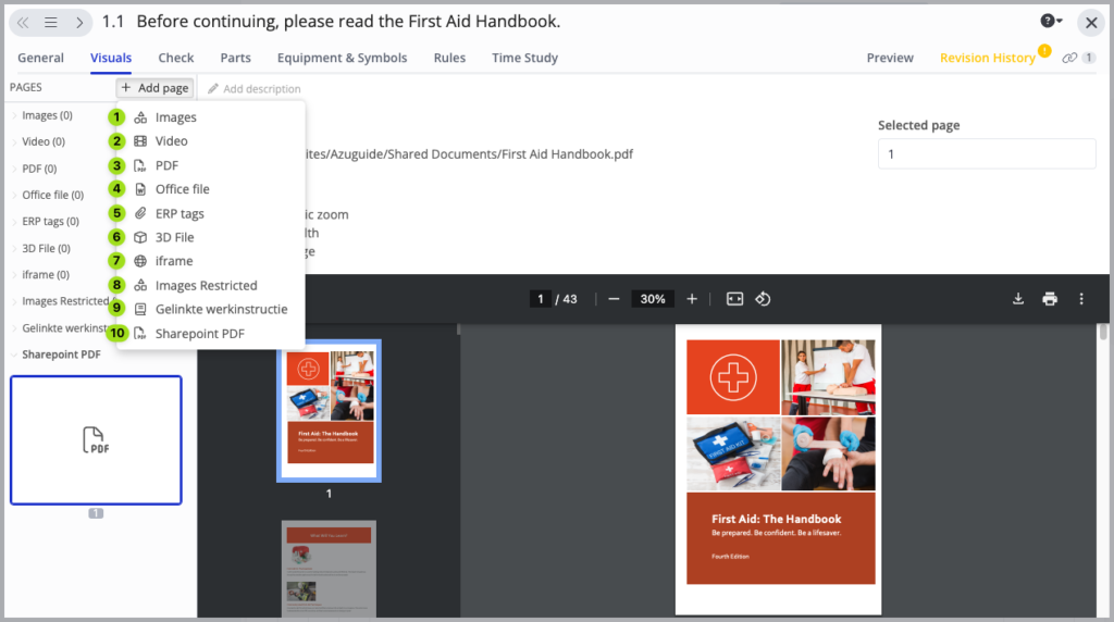 How to Add a Visual Page to a Work Instruction Step - Azumuta